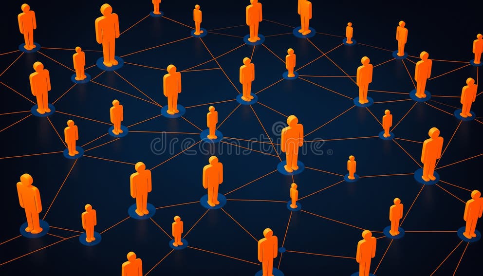 Interconnected Human Network - Visualizing Social Connectivity. Human ...