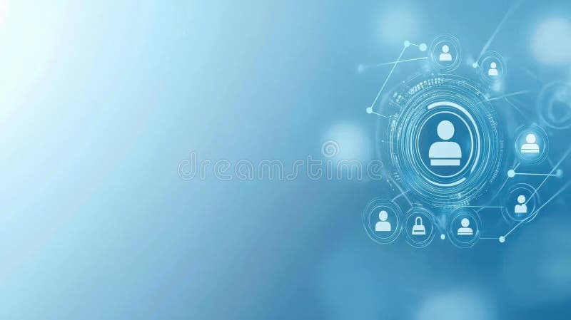 Interconnected Icons on Blue Background, Symbol of Modern Technology ...