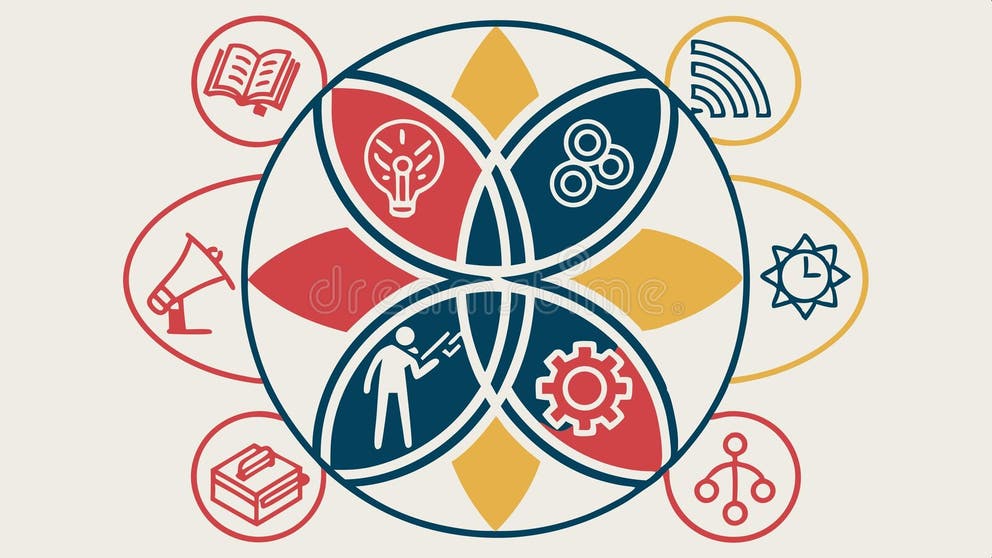 Interconnected Icons Representing Community and Collaboration Vector ...