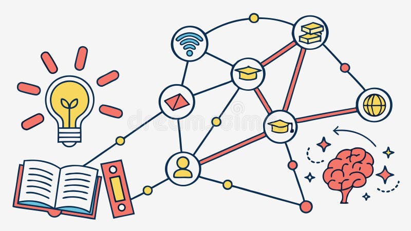 Interconnected Ideas, Dynamic Brain and Lightbulb Network. Vector ...