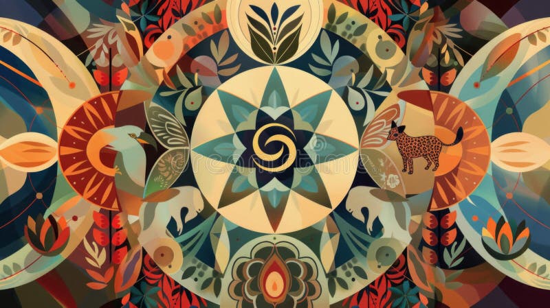 Interconnected Life Forms with Ahimsa Symbol in Jainism Stock Photo ...