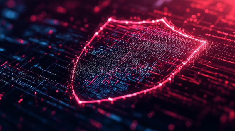 Interconnected Lines of Code Create a Vibrant Digital Shield Design ...