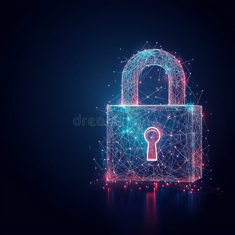 Interconnected Lines and Dots Forming the Shape of a Padlock ...