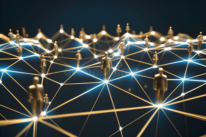 Interconnected Lines Forming Mesh with Figurines, Representing Social ...