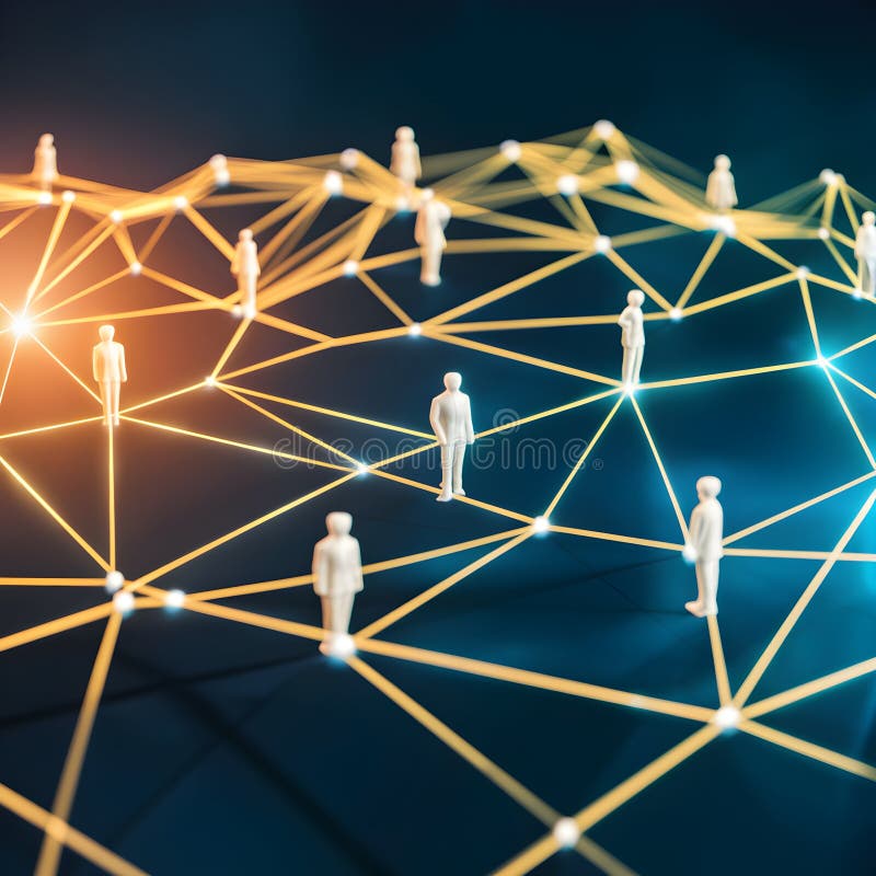 Interconnected Lines Forming Mesh with Figurines, Representing Social ...