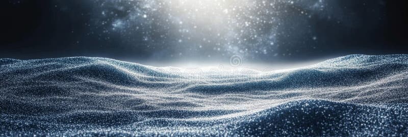 Interconnected Lines, Particles, and Lights Glow on a Dark Background ...