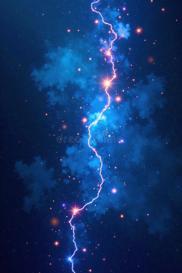 Interconnected Luminescence, Deep Blue Canvas, Digital, Ethereal Stock ...