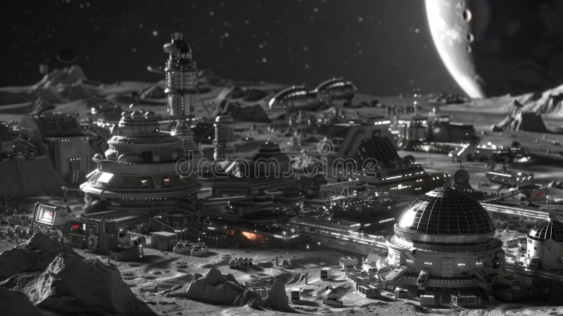 Interconnected Lunar Base Modules and Rovers in Moon Settlement for ...