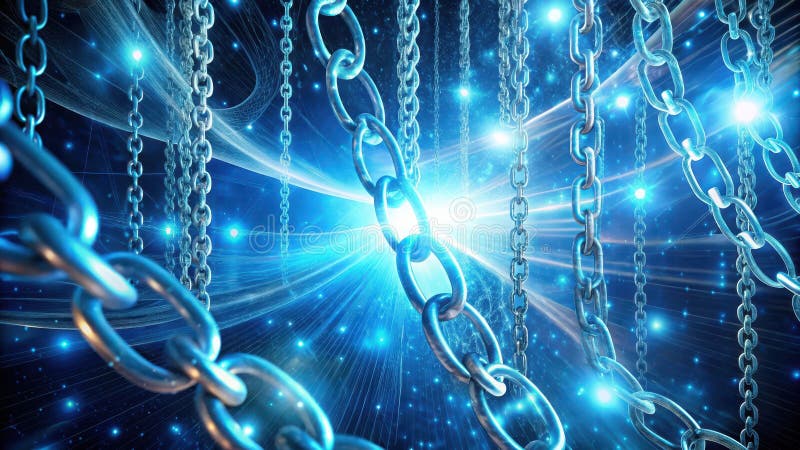 Interconnected Metal Chains in a Digital Universe a Futuristic Abstract ...