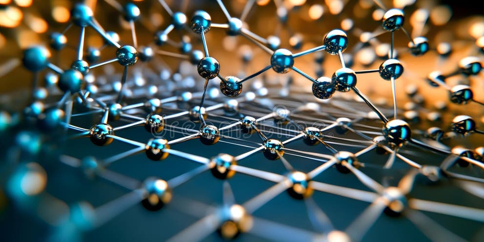 Interconnected Metallic Spheres and Rods in Lattice Structure Stock ...