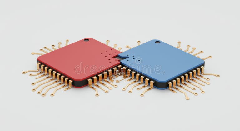 Interconnected Microchips stock illustration. Illustration of text ...