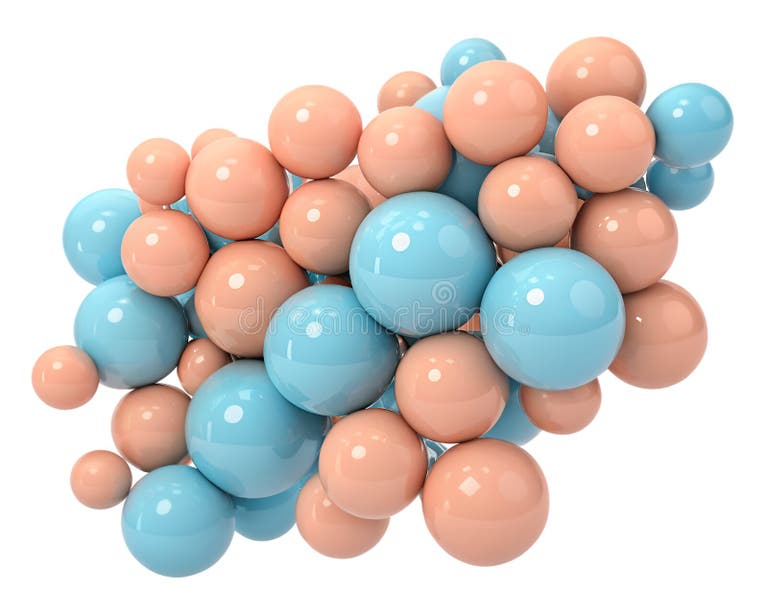 Interconnected Molecular Spheres 3D Rendering Peach Blue Stock ...