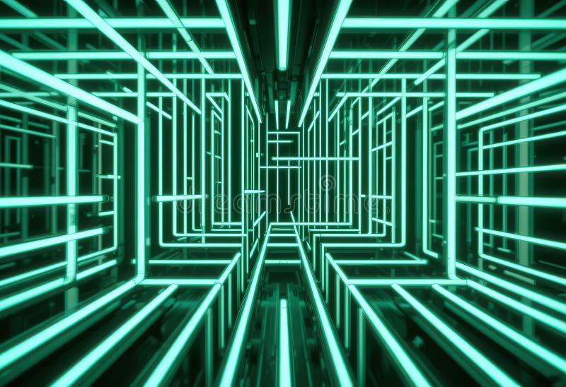 Interconnected Neon Lines Form a Striking Visual Pattern in a Digital ...