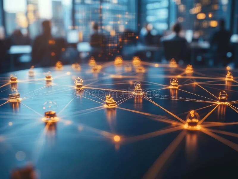 Interconnected Network of Glowing Nodes Stock Photo - Image of glowing ...