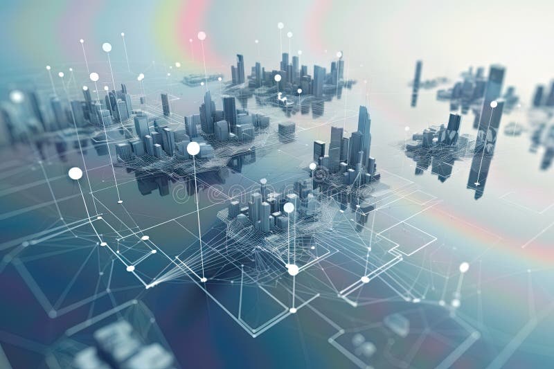 World Map with Nodes Linked by Lines. International Logistics or ...