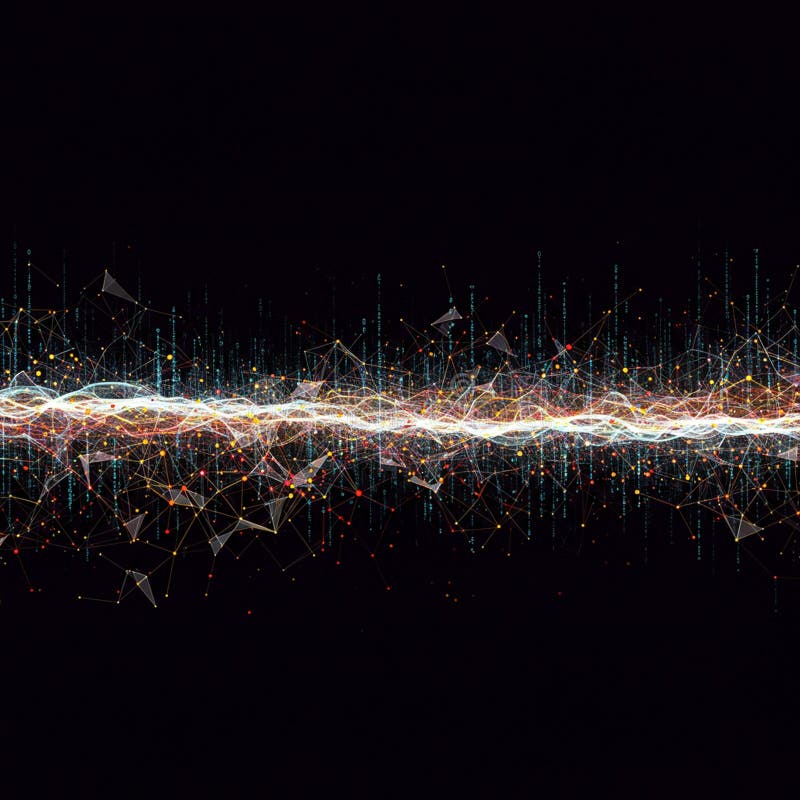 Interconnected Network of Lines and Dots on a Black Background Forms a ...