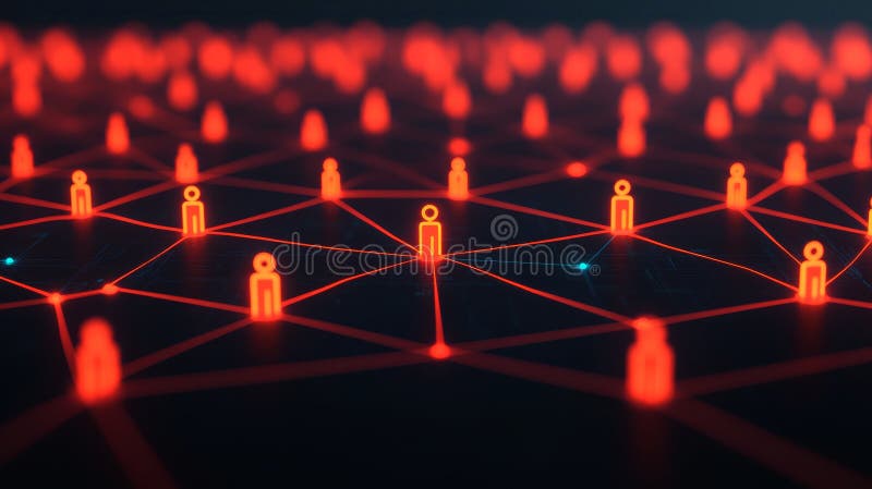 Interconnected Network of Red and Blue Lights, a Visual Representation ...