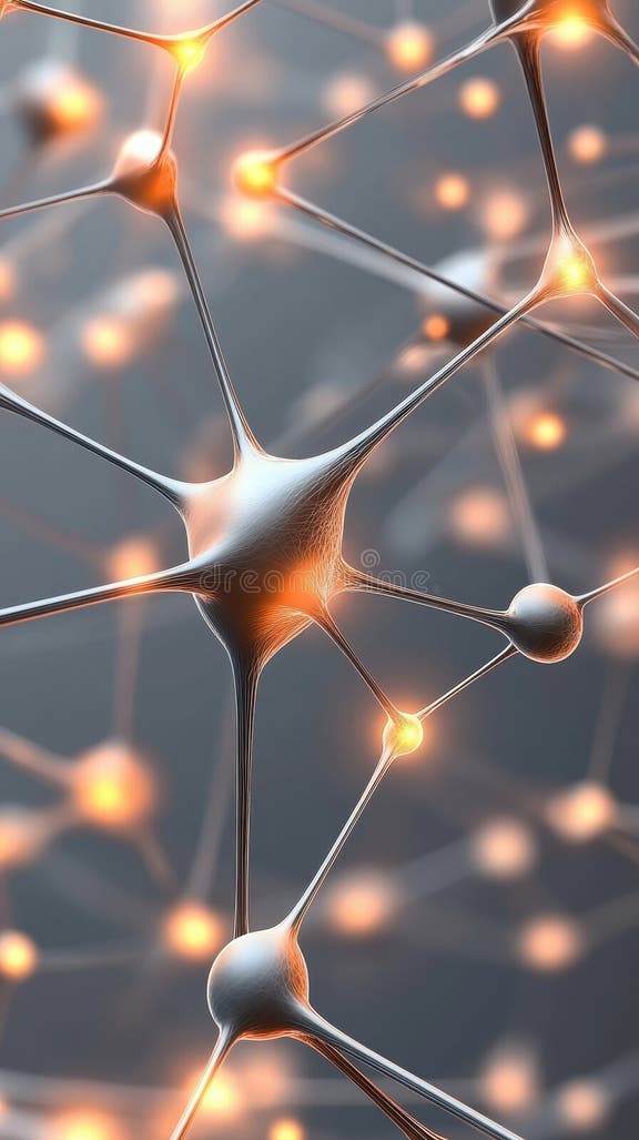 Interconnected Network Structure with Glowing Nodes on Dark Gray ...