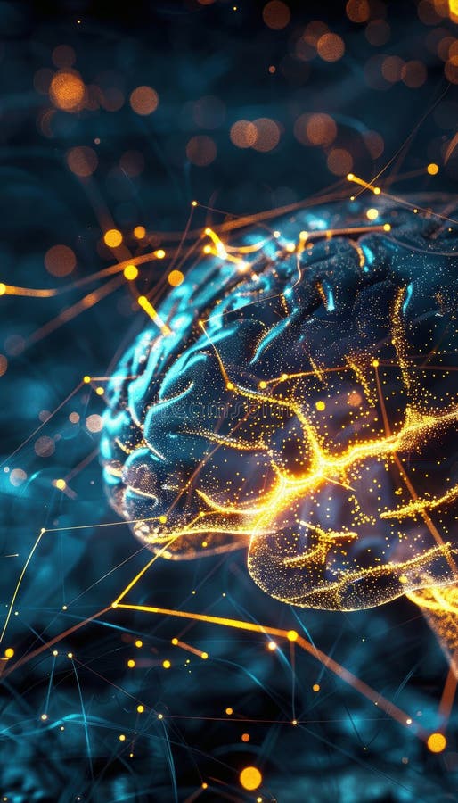 Interconnected Neural Pathways with Glowing Brain and Abstract Light ...