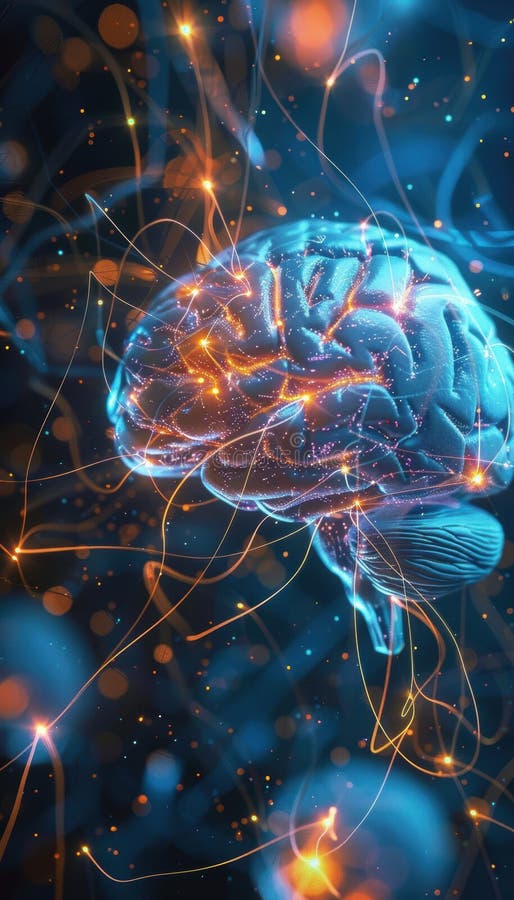 Interconnected Neural Pathways with Glowing Brain and Abstract Light ...