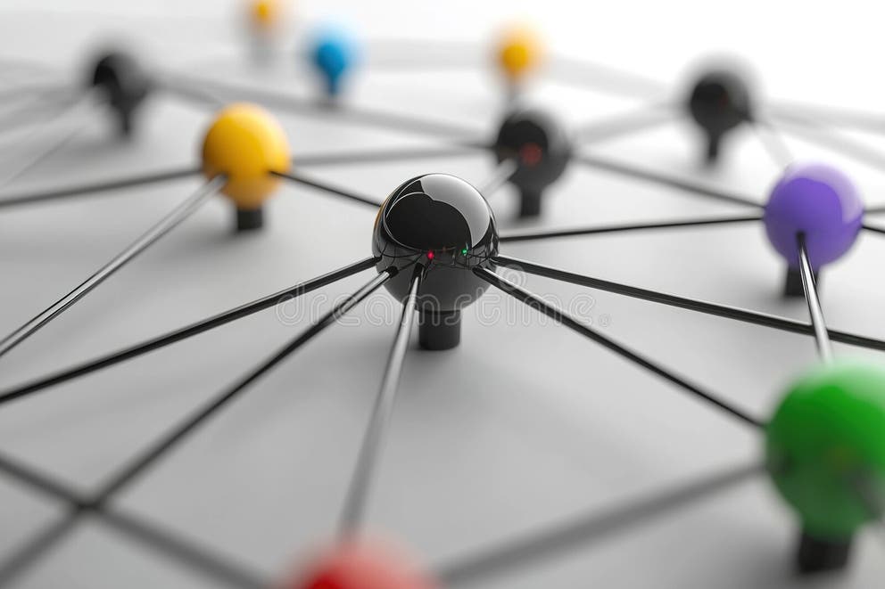 Interconnected Nodes with Colored Points Representing Network Management and Connectivity ...