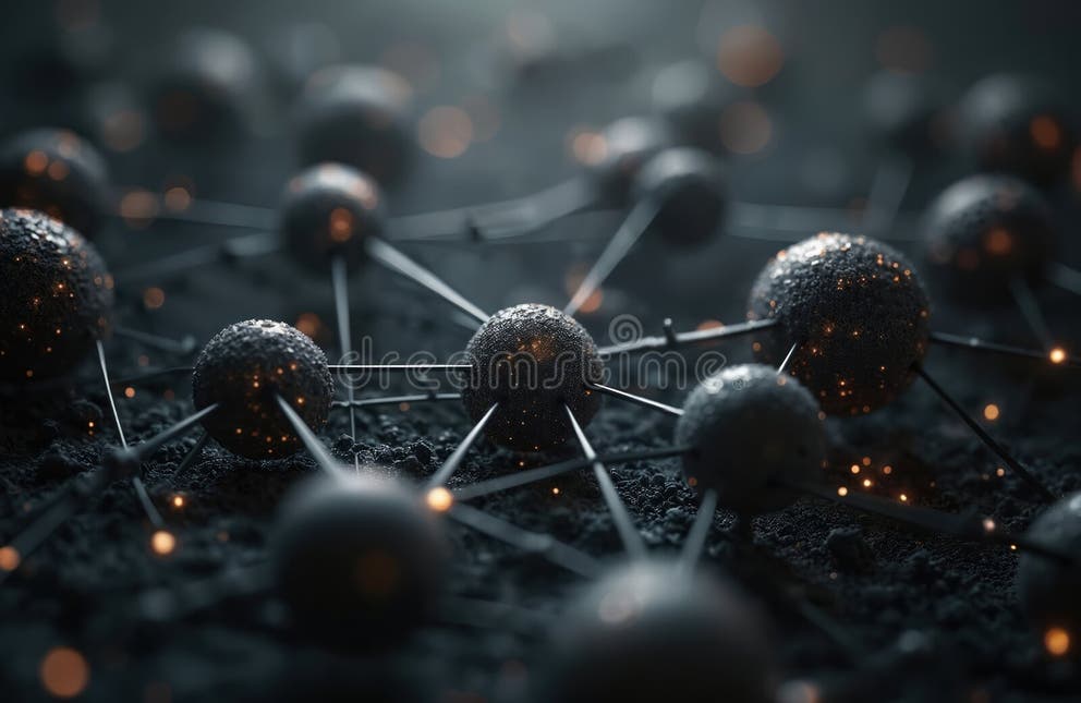 Interconnected Nodes, Dark Spheres Linked by Lines. Global Network Communication System, Nodes ...