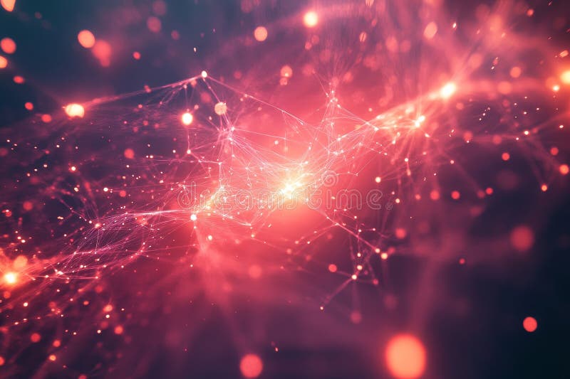 Interconnected Particle Flow Abstract Red Nebula Abstract ...