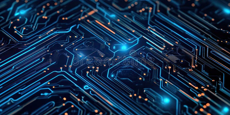Interconnected Pathways: a Digital Circuit Board Glows with Electric ...