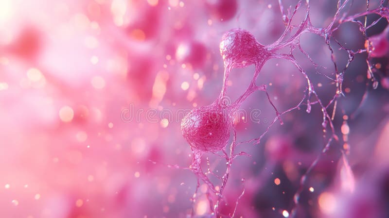 Detailed View of Interconnected Pink Neurons with Soft Lighting on a ...