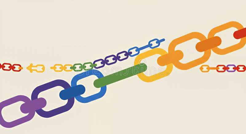 Interconnected Rainbow Chains: Abstract Pixel Art Pride Design Stock ...