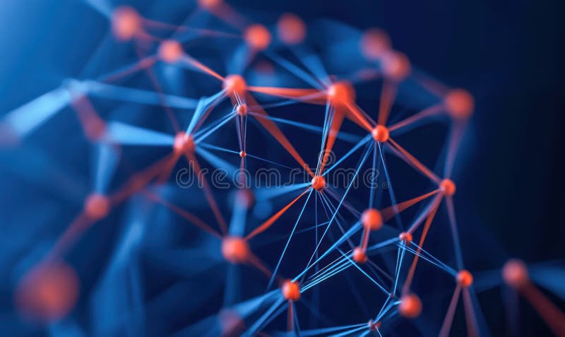 Interconnected Red Spheres and Blue Lines Create an Abstract Network ...