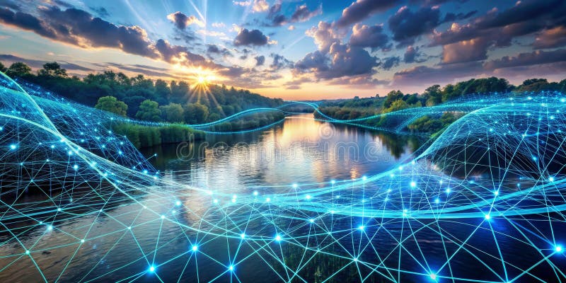 The Interconnected River a Digital Network Over Nature, River, Network ...