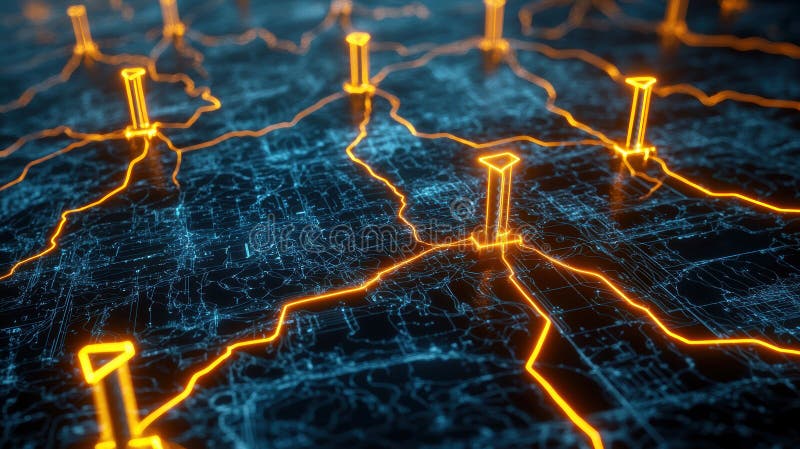 Interconnected Smart Grid Energy Network with Glowing Connections and ...