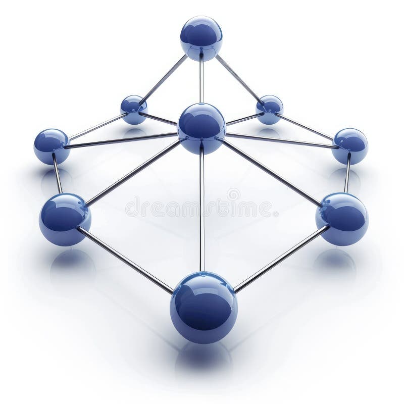 Abstract Network Connection: Shiny Blue Spheres and Metallic Bonds ...