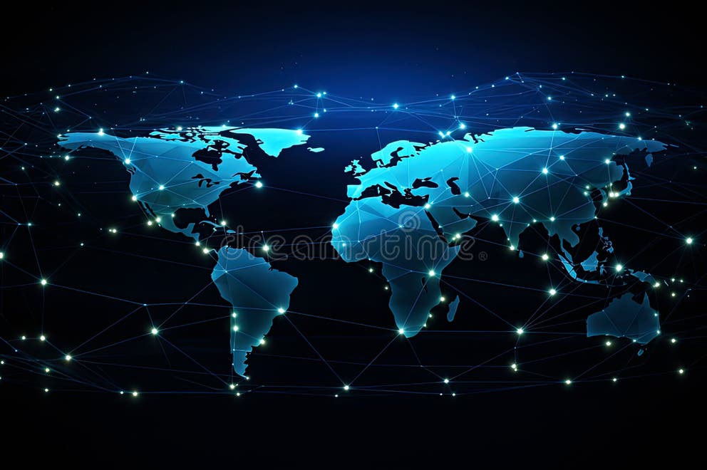 Interconnected Tech World Global Network Generative AI Stock Image ...