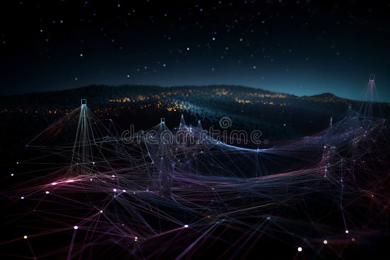 Interconnected Technology: Complex Background of Lines and Nodes Stock ...