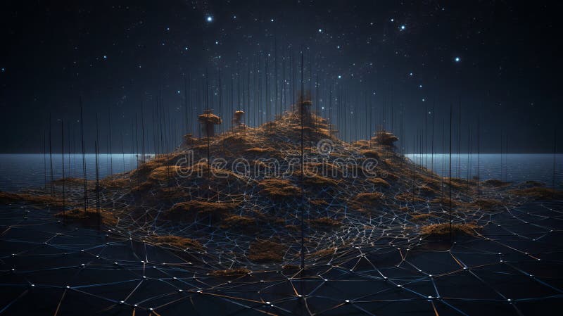 Interconnected Technology: Complex Background of Lines and Nodes Stock ...