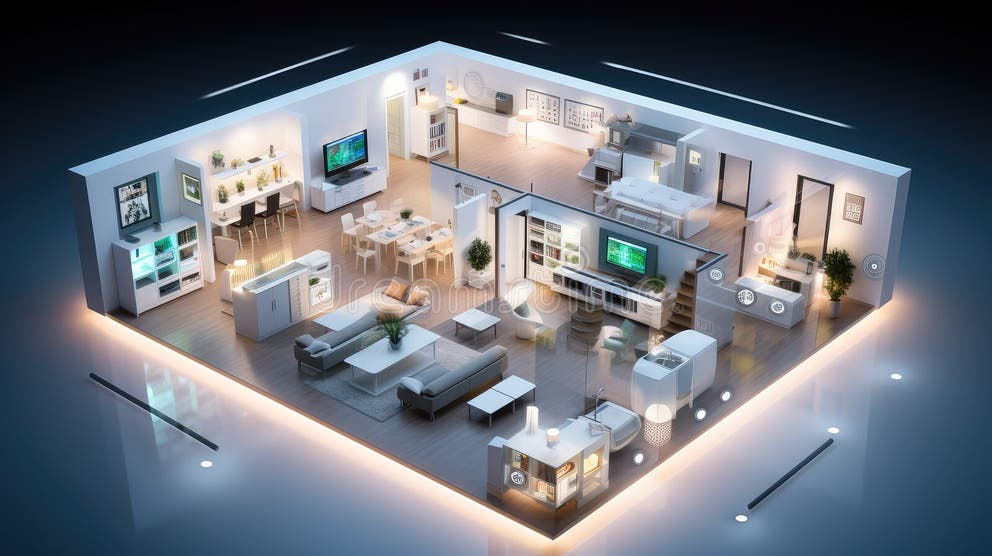 Interconnected Technology Elements Stock Illustration - Illustration of ...