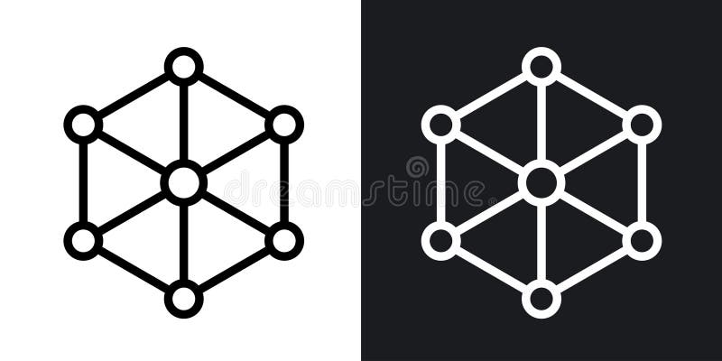 Interconnected Thin Line Vector Icon Set Stock Illustration ...