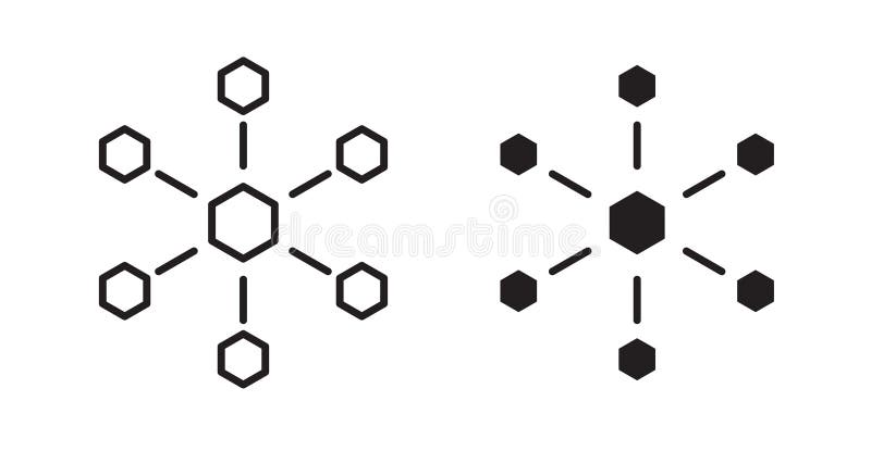 Interconnected Thin Line Vector Icon Set Stock Illustration ...