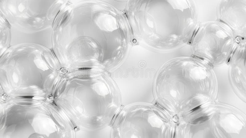 Interconnected Transparent Spheres with White Background Stock ...
