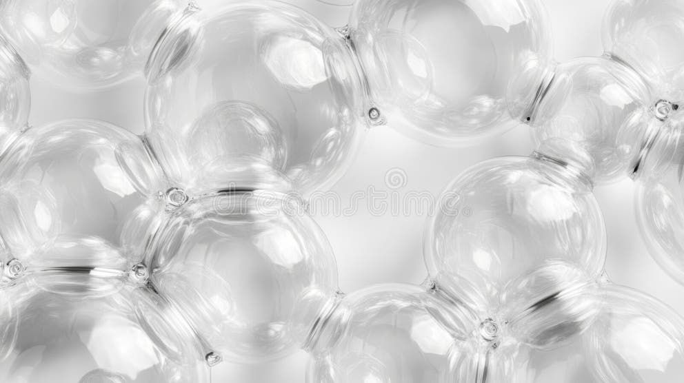 Interconnected Transparent Spheres with White Background Stock ...