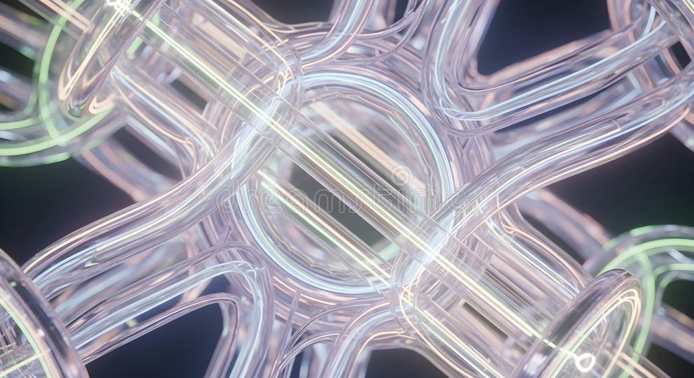 Abstract 3D Render of Interconnected Transparent Tubes with Glowing ...