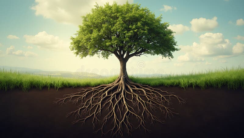 Interconnected Tree Roots on Hillside Representing Unity Stock ...