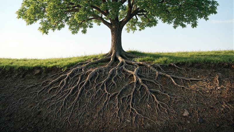 Interconnected Tree Roots on Hillside Symbolizing Unity among Nature ...