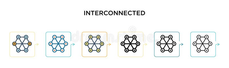 Interconnected Vector Icon in 6 Different Modern Styles. Black, Two ...