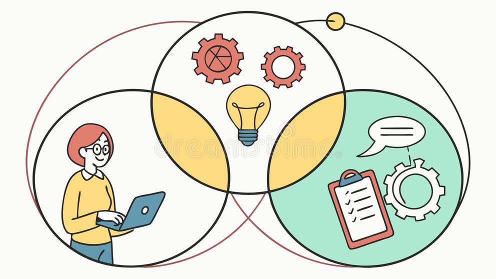 Interconnected Venn Diagram for Innovation and Problemsolving, Vector ...