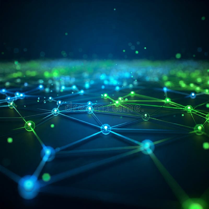 Interconnected Web of Glowing Data Lines with Dynamic Light and Depth ...