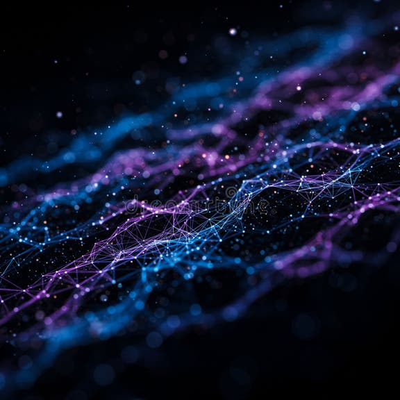 Interconnected Web-like Structures in Blue and Purple Create a Digital ...