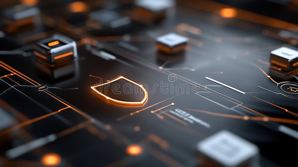 Interconnected Web Showcasing IoT Devices with a Luminous Shield Icon ...